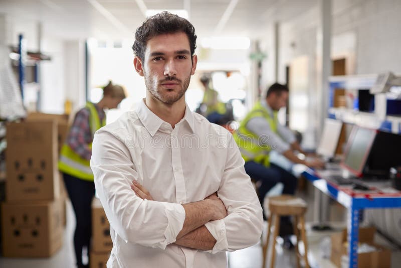 Portrait of Male Manager in Logistics Distribution Warehouse Stock ...