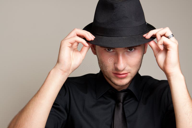 Portrait of Male Model in a Hat Stock Image - Image of looking, adult ...