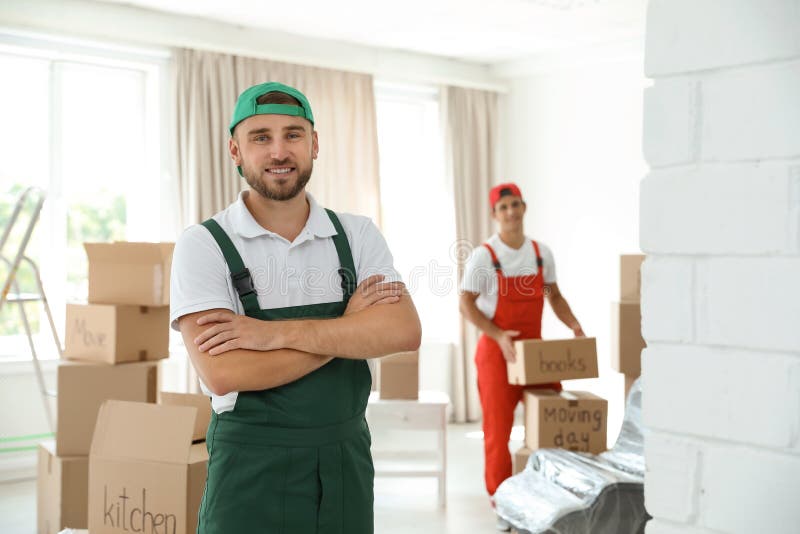Portrait of Male Mover in Uniform Stock Image - Image of mover ...