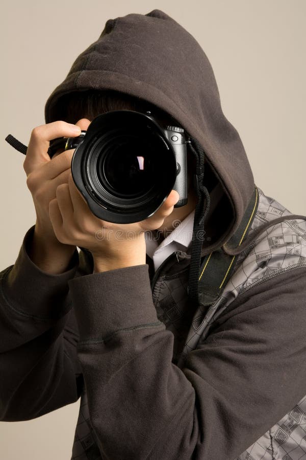 Portrait of Male Photographer with Camera Stock Photo - Image of camera ...