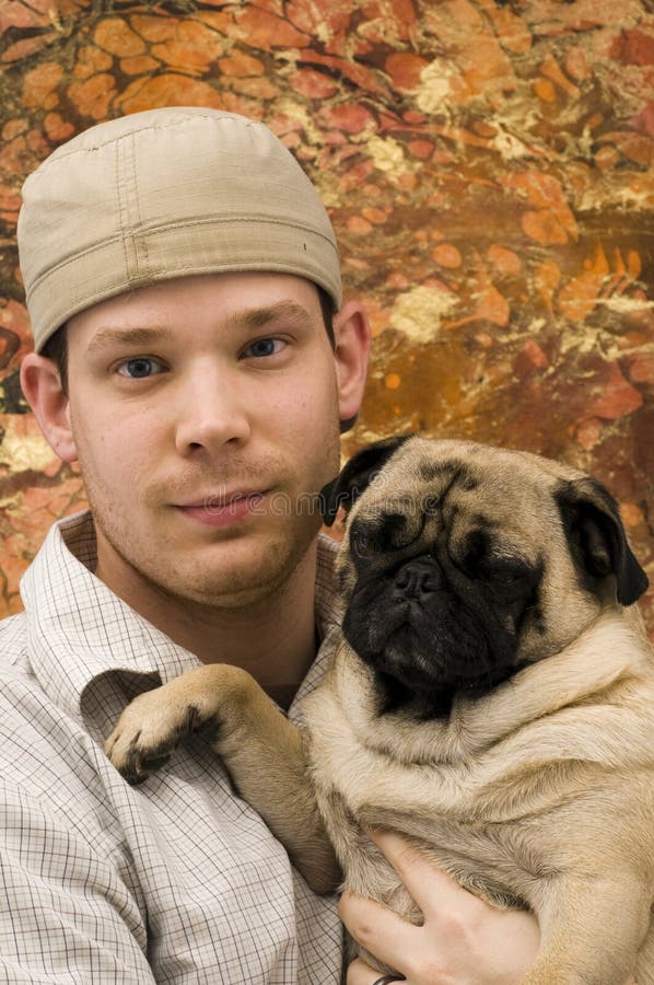 Portrait of Male and Pug stock photo. Image of portrait - 14222936