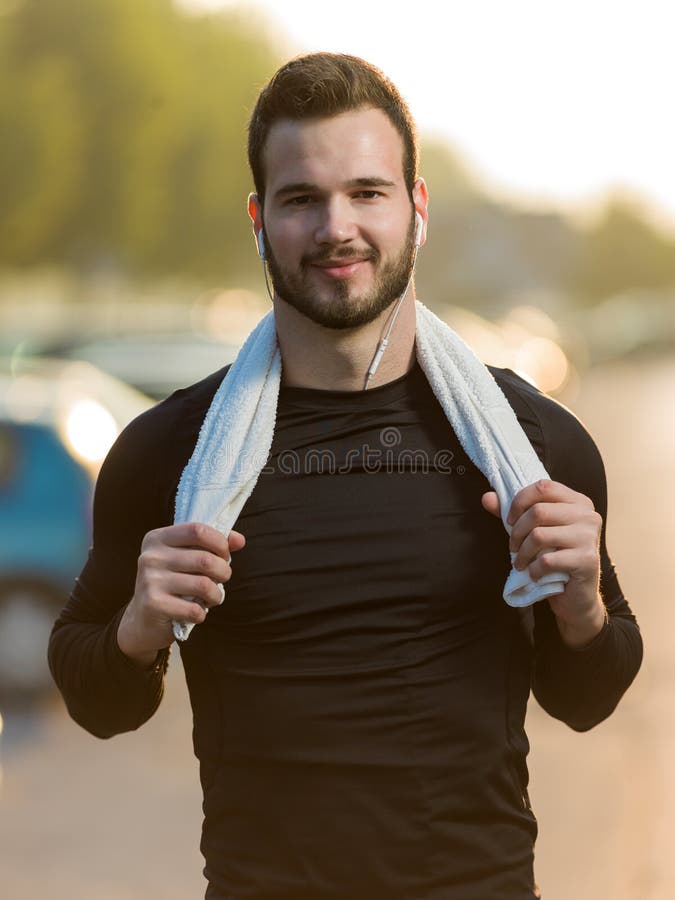 Portrait of Male Runner after Jogging Stock Photo - Image of nature ...