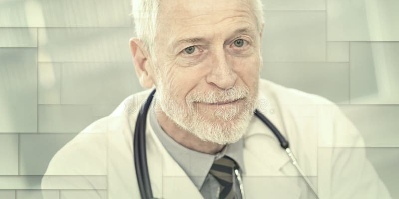 Portrait of Male Senior Doctor, Geometric Pattern Stock Image - Image ...