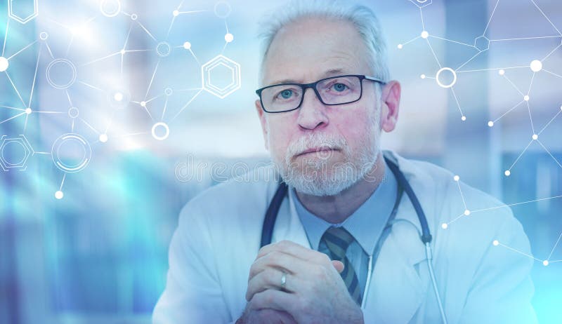 Portrait of Male Senior Doctor Light Effect Stock Image - Image of ...
