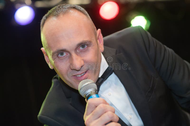 Portrait Male Singer Performing Stock Image - Image of isolated, person ...
