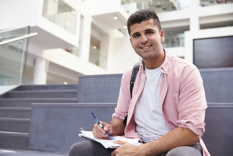 Male University Student Using Laptop in Lecture Stock Image - Image of ...