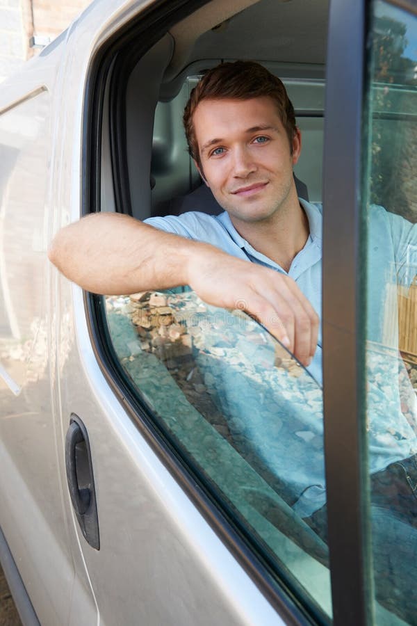 Portrait of Male Van Driver Stock Photo - Image of people, smiling ...