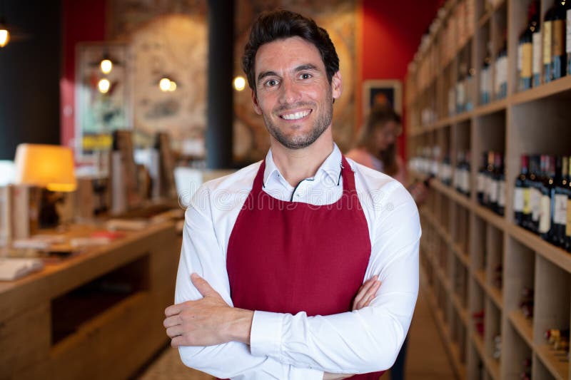 Portrait Male Vendor in Distillery Shop Stock Image - Image of portrait ...