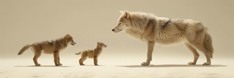 Portrait of Male Wolf and Cub, Space for Text, Object on Right Side ...