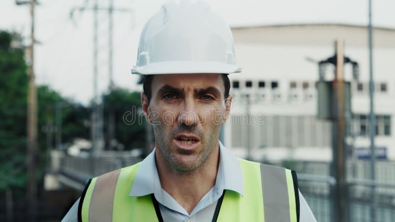Portrait of Man Architect Speaking with Boss at Construction Site Using ...