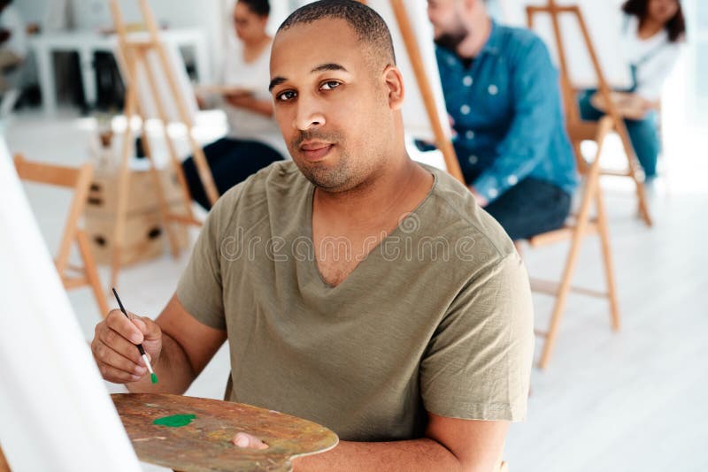 Portrait, Man and Artist with Drawing in Art Class for Creativity As ...