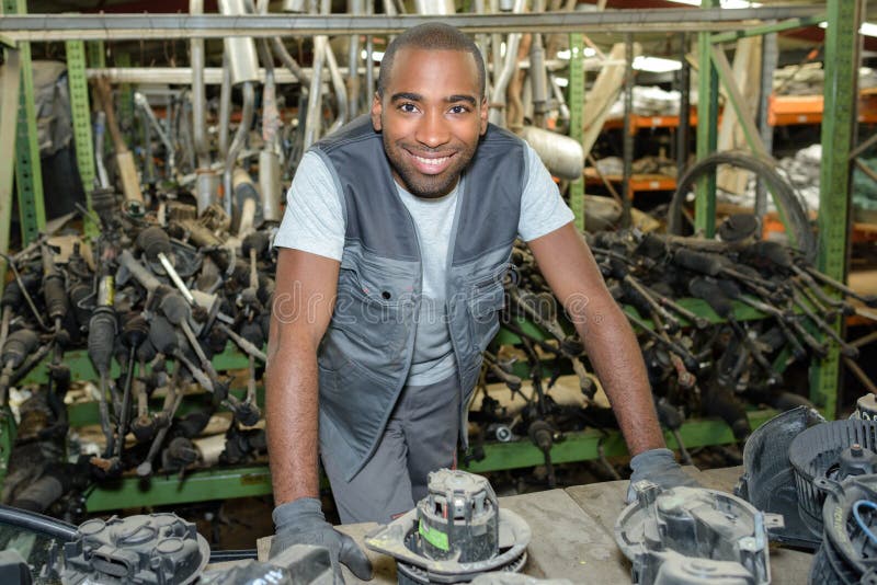 Portrait Man Assembling Automotive Parts Stock Photo - Image of ...