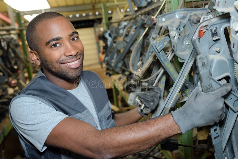Portrait Man with Automotive Parts Stock Photo - Image of industry ...