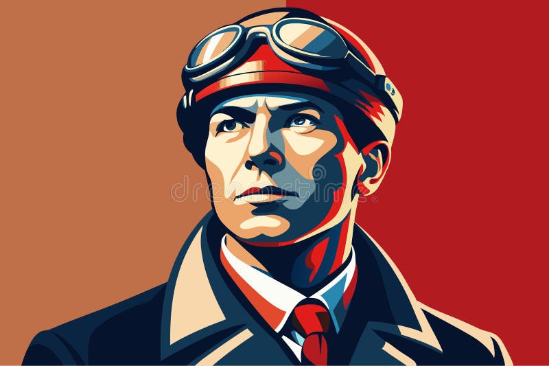 Portrait of a Man Aviator in a Helmet. Stock Vector - Illustration of ...