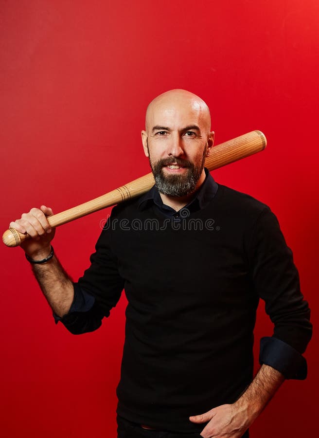 Portrait of a Man with the Bat Stock Image - Image of people, culture ...