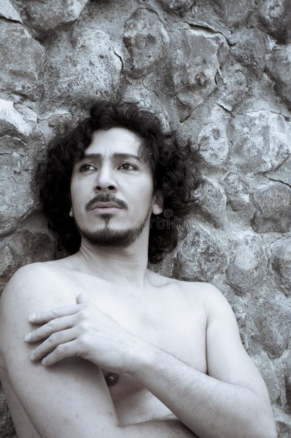 Portrait of Man with Beard and Naked Torso Stock Image - Image of male ...