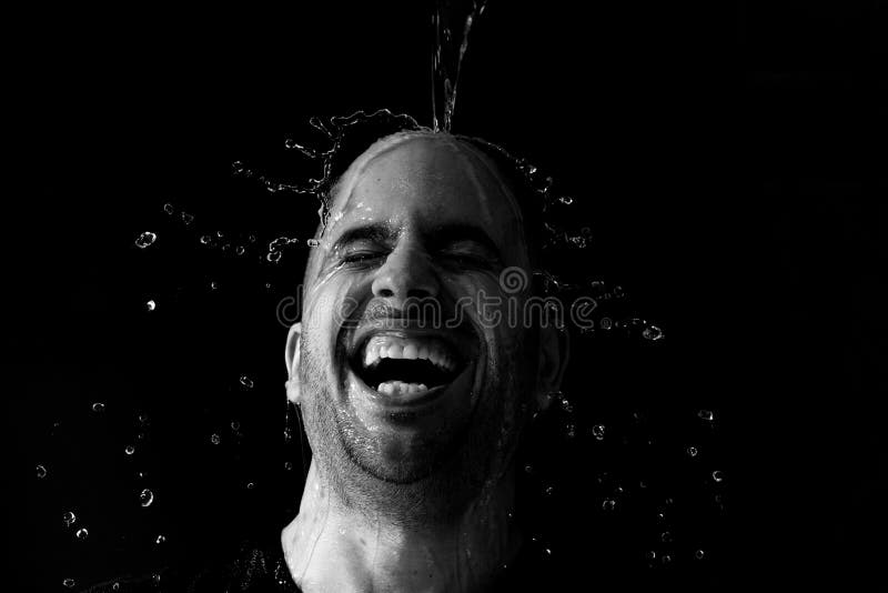 Portrait of a Man Being Thrown Water in the Face Stock Photo - Image of ...