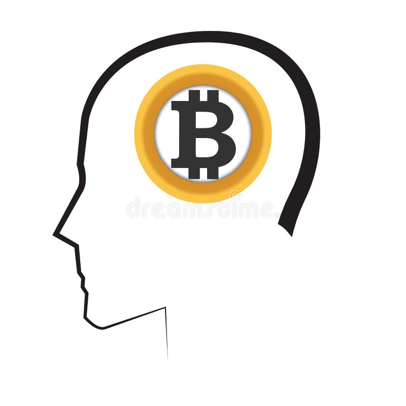 Portrait Man and Bitcoin stock vector. Illustration of financial - 77598073