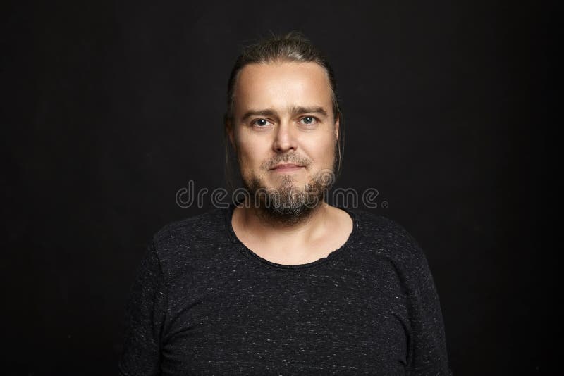 Portrait of Man on Black Background Stock Photo - Image of shirt, color ...