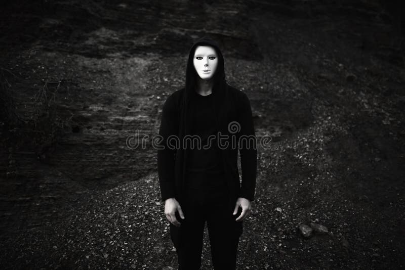 Portrait of Man in Black Hoodie Wearing White Anonymous Mask. Stock ... Portrait of Man in Black Hoodie Wearing White Anonymous Mask. Stock ...