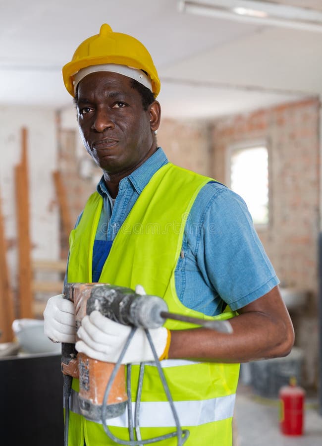 Portrait of Man Builder Standing in Construction Site Stock Image ...