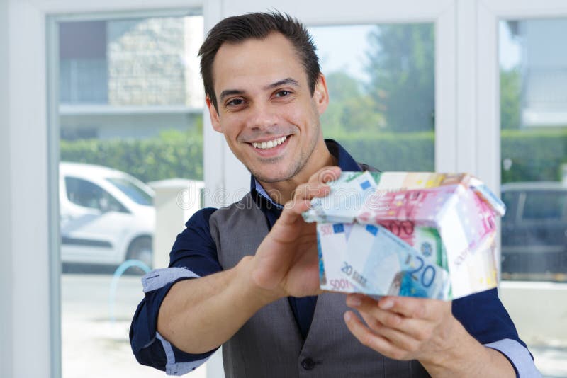 Portrait Man Building House Stock Photo - Image of loan, workwear ...