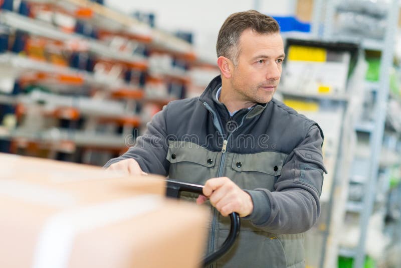 Portrait Man Checking Shipping Info Stock Image - Image of merchandise ...