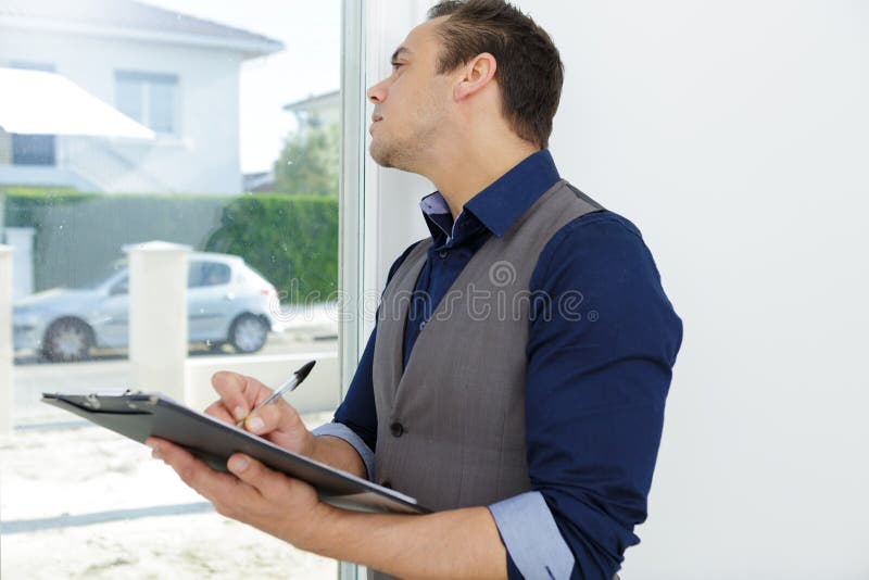 Portrait Man with Clipboard Stock Image - Image of professional, paper ...
