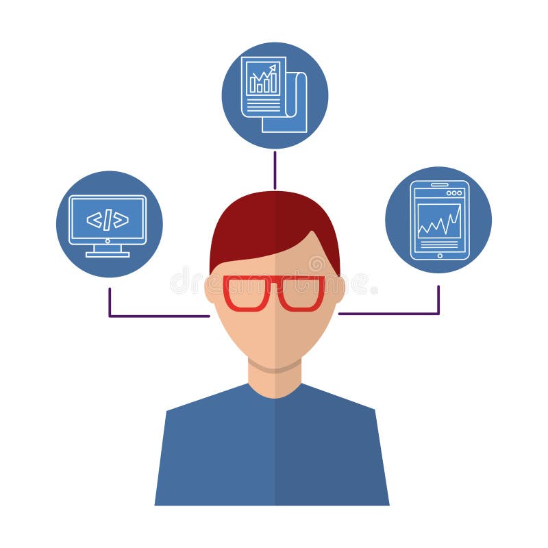 Portrait Of Man Coding Programmer Stock Vector Illustration Of Developer Coding 145362072
