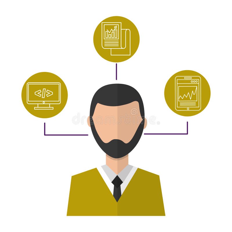 Portrait Of Man Coding Programmer Stock Vector Illustration Of Developer Coding 145362072