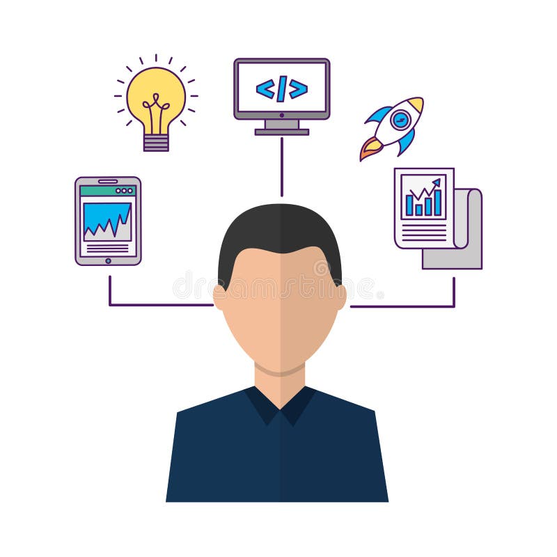 Portrait Of Man Coding Programmer Stock Vector Illustration Of Developer Coding 145362072