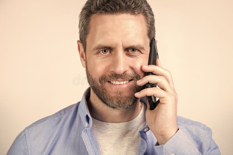 Portrait of Man with Communication Call in Studio. Communication Call ...