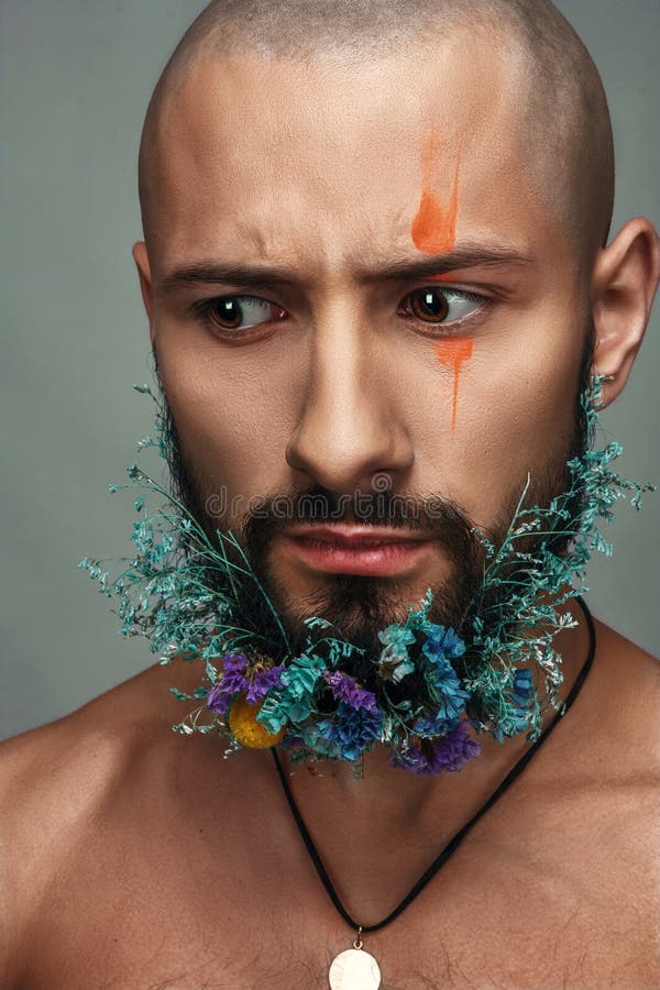 Portrait of a Man with Creative Colorful Makeup Stock Image - Image of ...