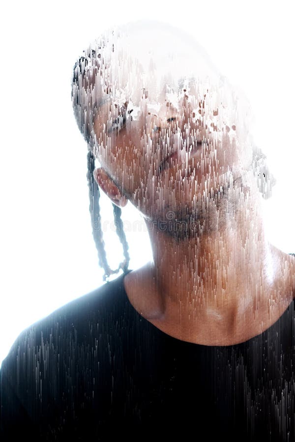 A Portrait of a Man Dissolving into a Pixelsort Pattern Stock Photo ...