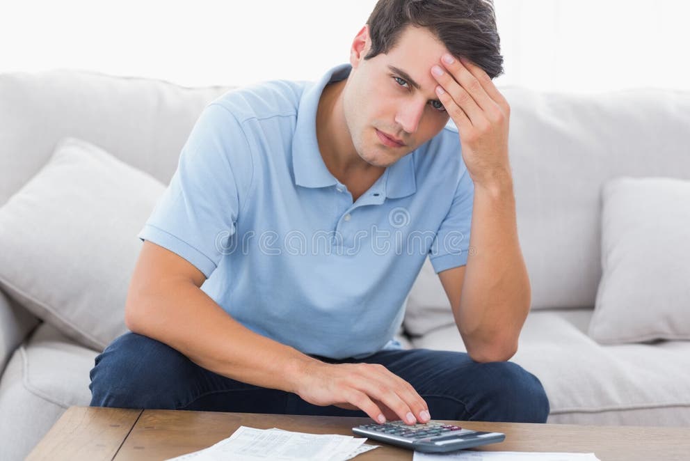 Portrait of a Man Doing His Accounts Stock Photo - Image of crunch ...