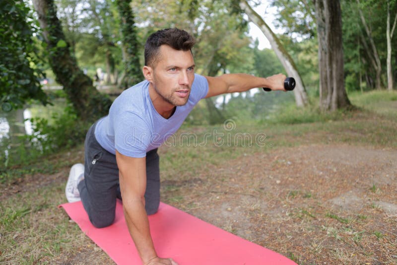 Portrait Man and Exercise Position Stock Photo - Image of drill ...