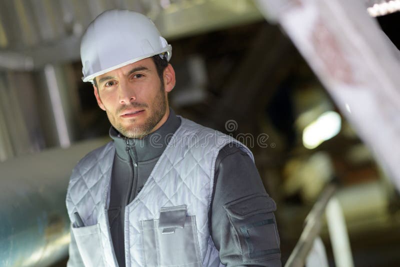 Portrait man in factory stock photo. Image of programmable - 335188870