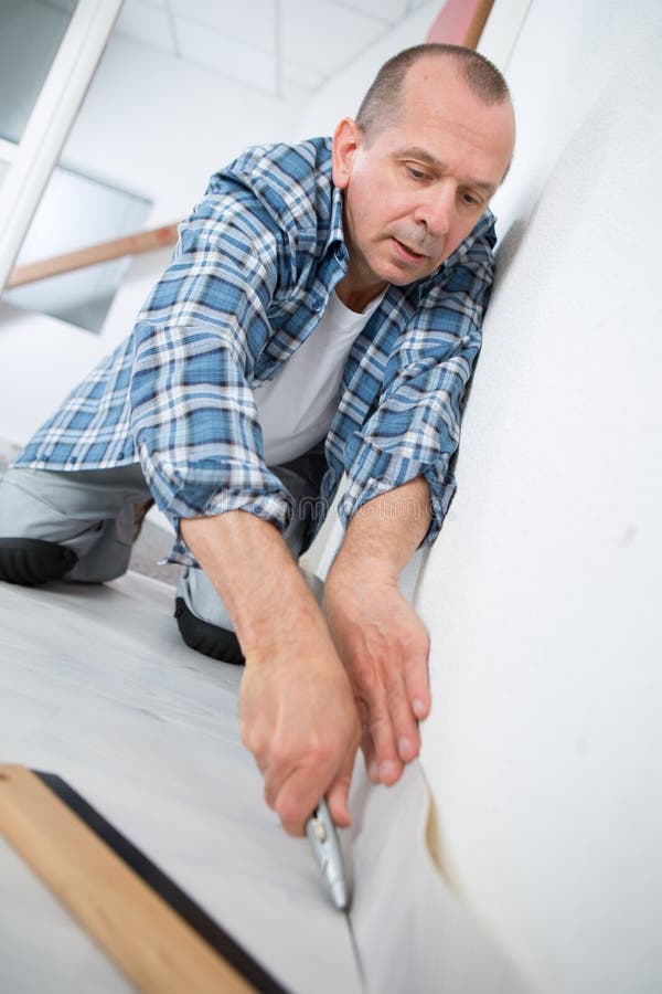 Portrait Man Fitting Carpet Stock Photo - Image of construction, person ...