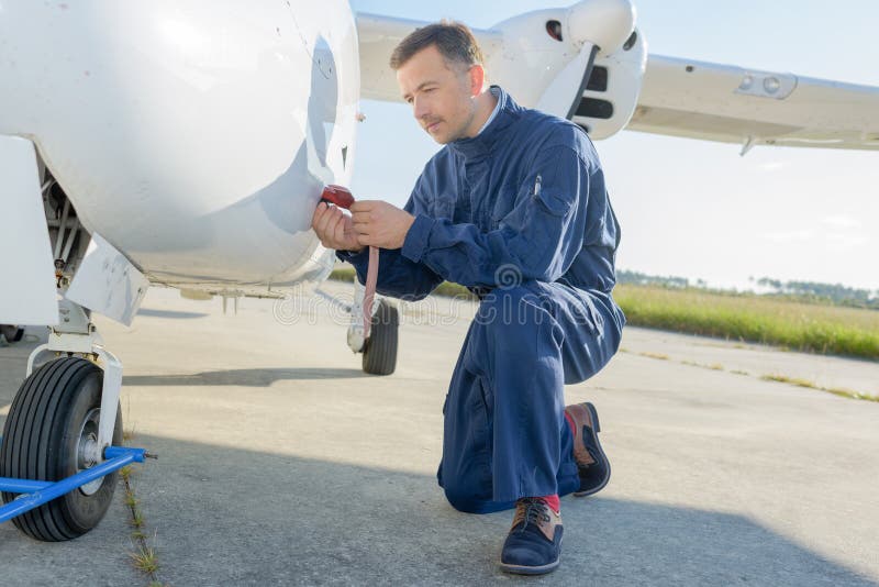 Portrait Man Fixing Aircraft Stock Image - Image of military, manual ...