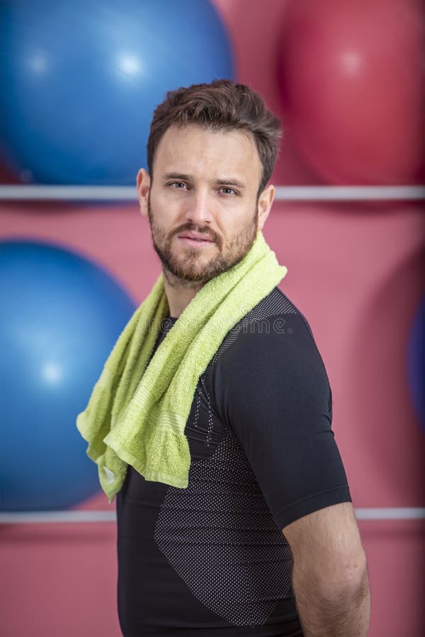Portrait of a Man in a Gym stock image. Image of indoors - 161432019