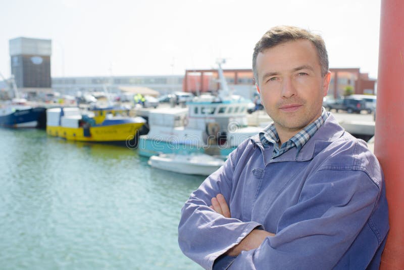 Portrait man on harbour stock image. Image of happy, harbor - 89031037