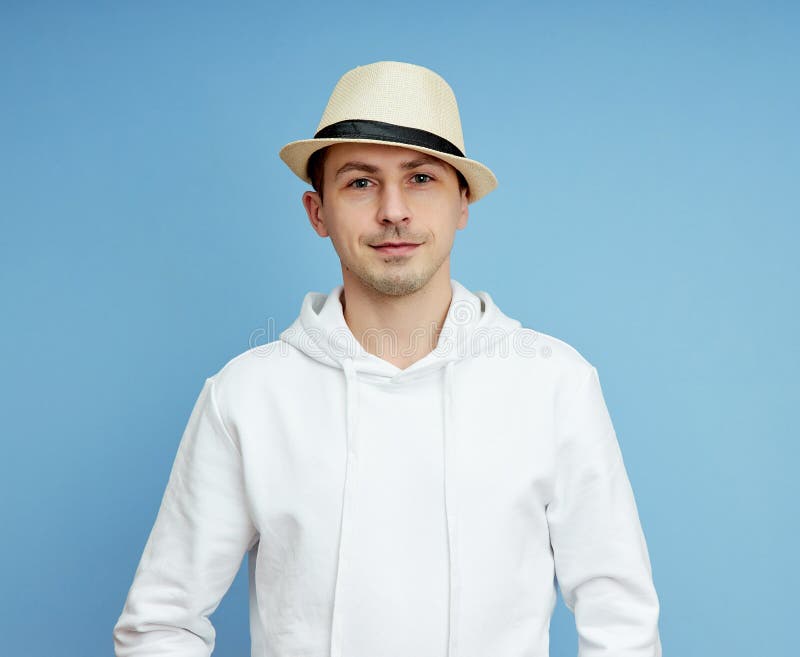 Portrait of a Man in a Hat, Smile and Cheerful Emotions on His Face ...