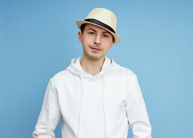 Portrait of a Man in a Hat, Smile and Cheerful Emotions on His Face ...