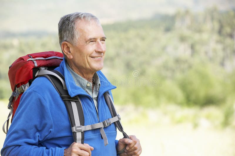 Portrait of Man on Hike in Beautiful Countryside Stock Photo - Image of ...