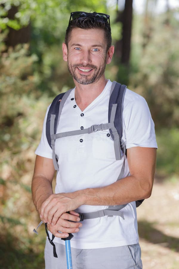 Portrait man hiker alone stock photo. Image of travel - 317246316