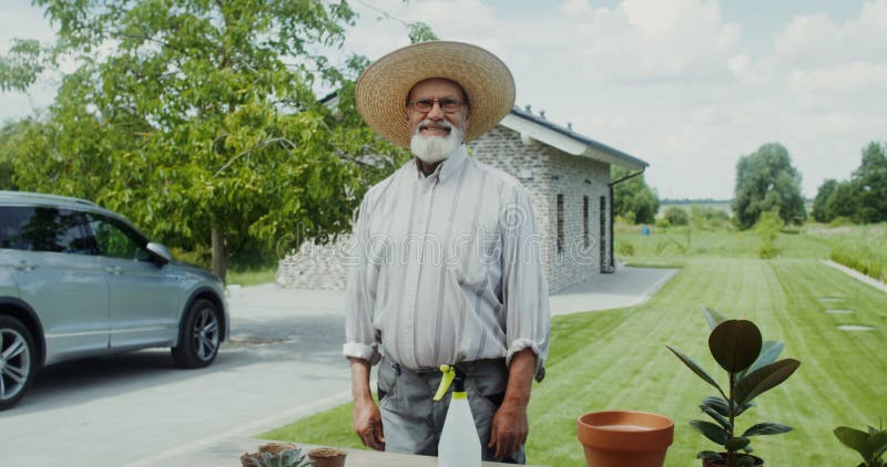 Portrait of a Man in His Backyard Stock Footage - Video of beard, environment: 284713306