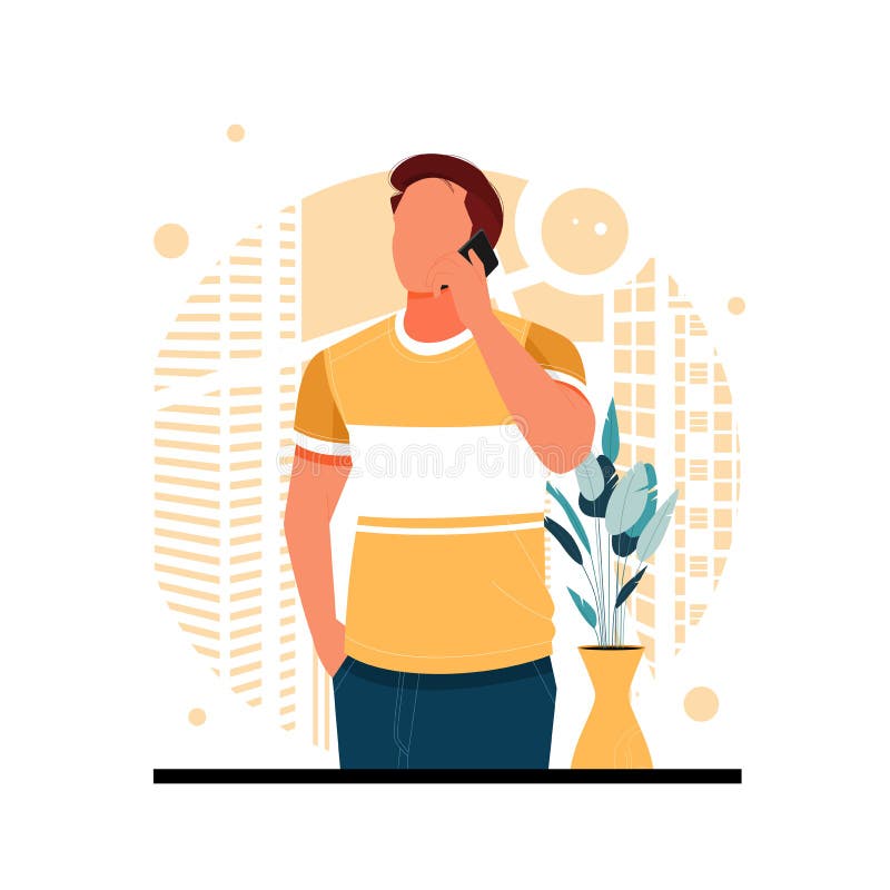 Portrait of a Man on His Calling, Flat Design Concept, Illustration ...