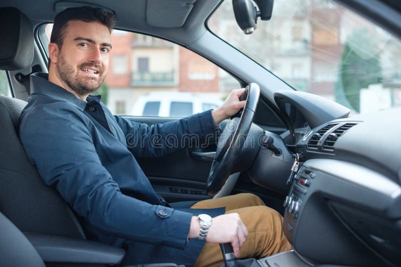 Relaxed car driver stock photo. Image of closeup, health - 19324952