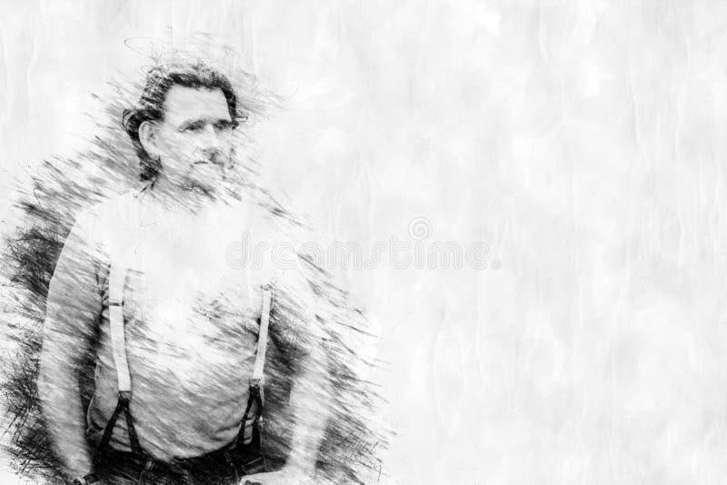 Portrait of Man in His 50s in Pencil Drawing Style Stock Photo - Image ...