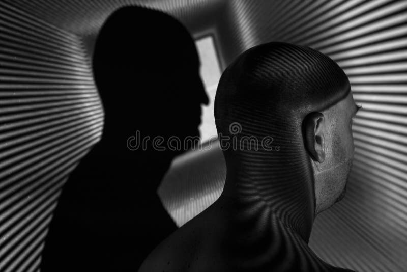 Portrait Of A Man And His Shadow Black And White Photo, The Concept Of ...